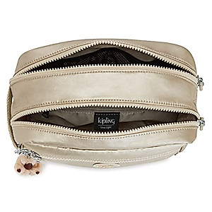 Kipling Womens Women's Amalfi Travel Pouch, Organize Accessories, Slip Compartments, Top Zip Closure, Nylon Large Pouch, Starry Gold Metallic, 9 L x 5.5 H 5 D US