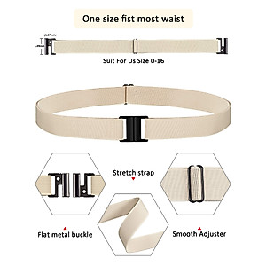 4 Pieces Women Elastic Stretch Belt Invisible No Show Waist Belt with Flat Buckle (Black Blue Khaki Coffee)