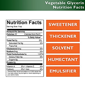 Glycerin Vegetable - 1 Quart (43 oz.) - Non GMO - Sustainable Palm Based - USP - Kosher - Pure - Pharmaceutical Grade - Safety Sealed HDPE Container with resealable Cap