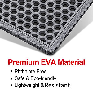 Waretary Cat Litter Mat, 30" X 24" Litter Trapping Mat, Double Layer Honeycomb Litter Box Mat, Urine & Waterproof Kitty Litter Mat, Scatter Control Easy Clean (Gray)