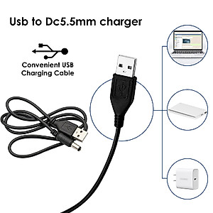 Onite 2pcs USB to DC 5.5x2.1mm Power Cable, 20AWG 3.3ft Barrel Jack Center Pin Positive Charger Cord for Led and Peripheral Products