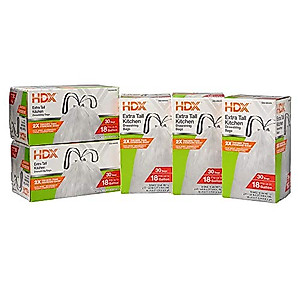 HDX 18 Gal. White Kitchen and Compactor Drawstring Bags (150-Count)