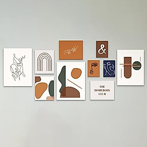 BigWig Prints Mid Century Modern Wall Art - Bauhaus Wall Art, Boho Decor, Burnt Orange Decor, Modern, Gallery Set, Abstract Artwork -Unframed 10 Pack