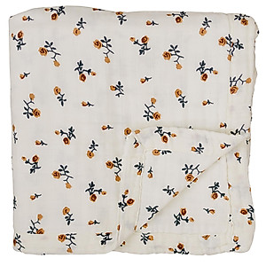 Mebie Baby Muslin Quilt, Cream Floral, 100% Muslin Cotton Baby Blankets for Girls and Boys, Muslin Baby Blanket for Newborns, Babies, Toddler, Soft Muslin Swaddle Blankets, 47"x47"