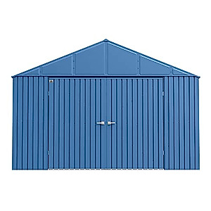Arrow Shed Elite 12' x 16' Outdoor Lockable Gable Roof Steel Storage Shed Building, Blue Grey