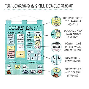 The Peanutshell Preschool Educational Wall Calendar - 53 Fabric Pieces for Months, Days, Years, Weather, & Seasons
