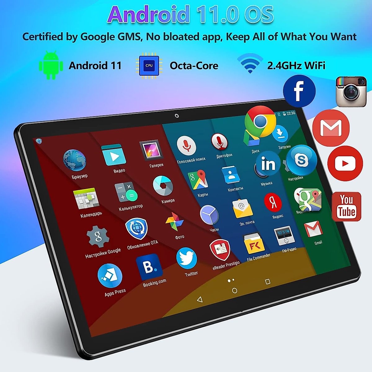 𝟮𝟬𝟮𝟒 𝗟𝐚𝐭𝐞𝐬𝐭 Tablet 10.1" Octa-Core Android 11 Tablet, 64GB Storage Tablet with Keyboard, Stylus Pen, Dual 13MP+5MP Camera, WiFi, Bluetooth, GPS, 512GB Expand Support, IPS Full HD Display