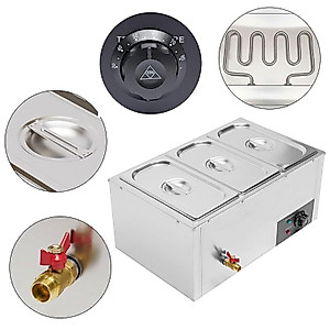 Commercial Food Warmer 3 Pan, Electric Buffet Server and Food Warmer, 600W Professional Countertop Stainless Steel Buffet, Chafing Dish Set with 86-185°F Temp Control for Catering and Restaurants