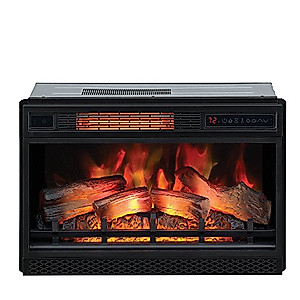 ClassicFlame 26" 3D Infrared Quartz Electric Fireplace Insert Plug and Safer Sensor, Black