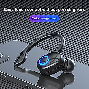 Headphones Wireless Bluetooth 5.2 Noise Cancelling with Microphone Right Single Ear Earbuds Stereo Sound Headset with Ear Hook for Driving Business Office Work Sports, Black