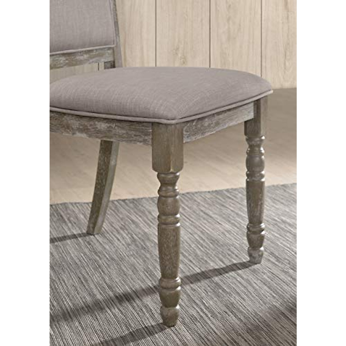 Roundhill Furniture Ferran Wood Pedestal Dining Chair, Reclaimed Gray Set of 2