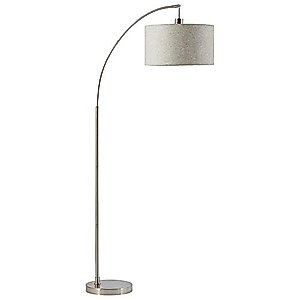 Amazon Brand – Rivet Modern Arc Standing Floor Lamp with Grey Fabric Shade, Bulb Included, 69"H, Steel