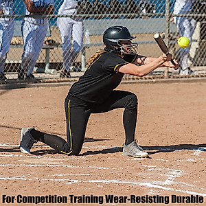 Oeab Sports Practice Softballs 4 Pack 12-Inch Yellow Softballs Unmarked Autograph Softball Official Size and Weight Softbal for Games, Practice, Training, Hitting, Pitching, Fielding