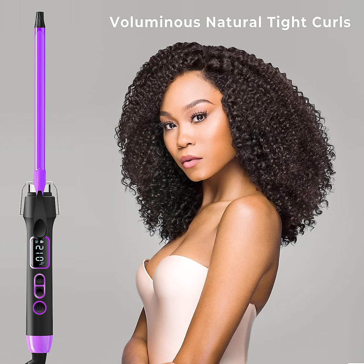 3/8 Inch Curling Iron, Professional 9mm Curling Iron for Short & Long Hair, Ceramic Curling Wand with Temps Control 120 ℃-210 ℃,Small Curling Iron, Dual Voltage Wand Curling Iron, Travel Curling Iron