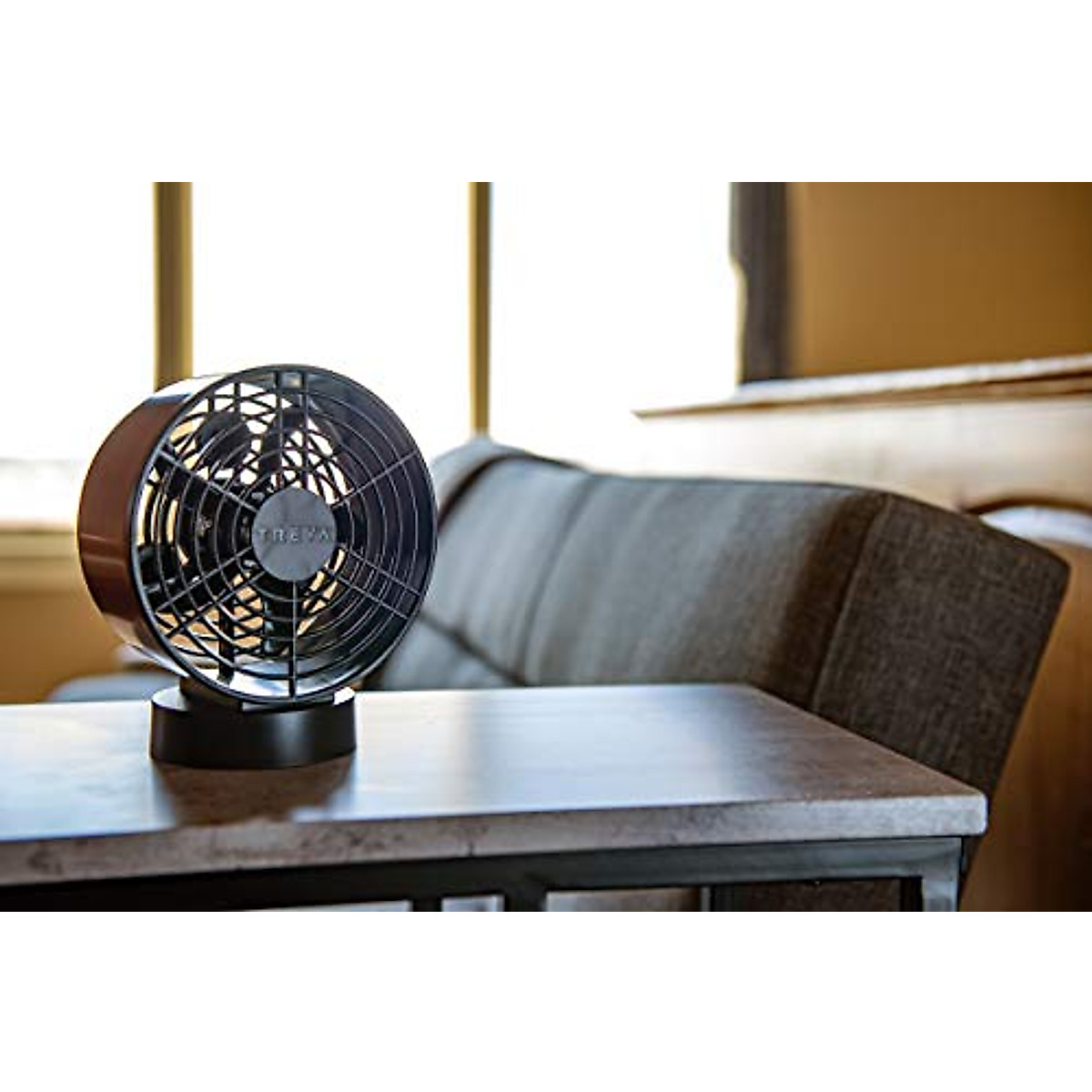 Treva 5" Aromatherapy Diffuser Fan - 2 Speed Air Flow - Faux Wood Design with Reusable Fragrance Pads - Portable USB and Battery Operated Personal Cooling Device