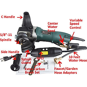 DAMO Variable Speed Stone Polisher 5" Concrete Polisher Grinder Wet Polishing Kit for Granite Concrete Countertop Floor