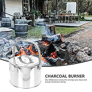Cabilock Portable Camping Stove Outdoor Wood Burning Firepit Round Charcoal Fire Pit Stainless Steel Outdoor Firepit Firebowl for Patio Backyard Garden Stainless Steel Cookware