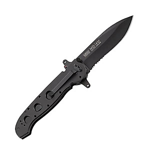 CRKT M21-14SF EDC Folding Pocket Knife: Special Forces Everyday Carry, Black Serrated Edge Blade, Veff Serrations, Automated Liner Safety, Dual Hilt, Aluminum Handle, Pocket Clip