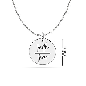 LeCalla 925 Sterling Silver Faith Over Fear Necklace for Women Teen, Gift for Best Friends, Gift for Her, Gift for Him