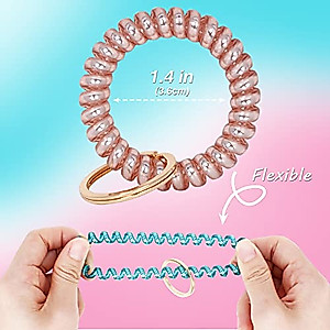 BIHRTC 6pcs Wrist Coil Keychain Car Key Holder Key Ring Bracelet Plastic Spiral Spring Flexible Stretchable Wrist Band Wristlet Key Chain Sauna Accessories for Sauna Gym Pool Outdoor Sports Activity