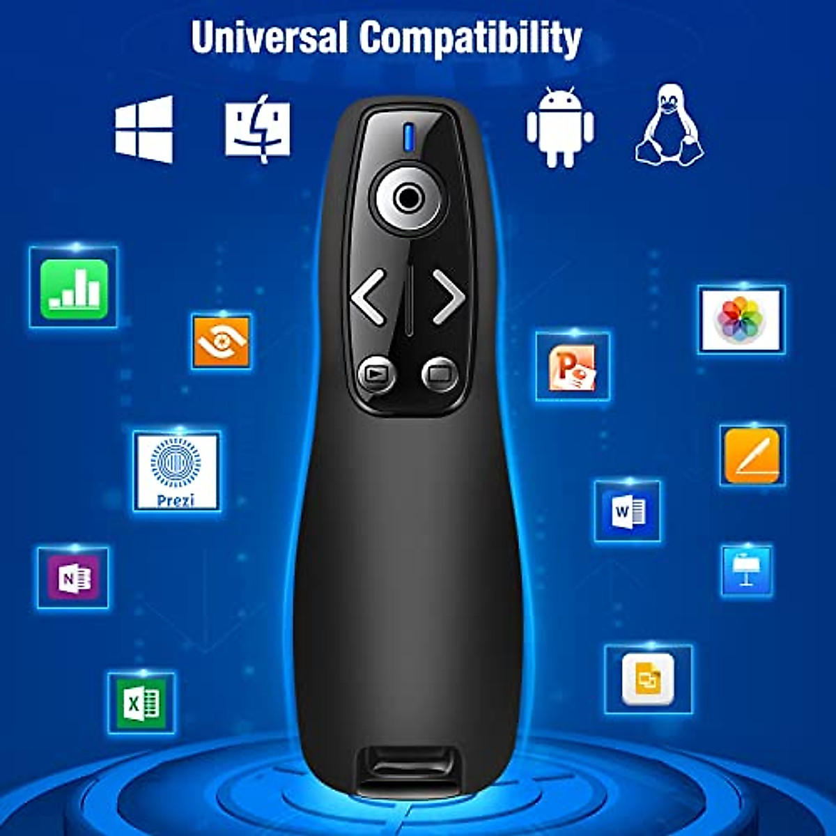 2-in-1 USB Type C Presentation Clicker Wireless Presenter Remote for PowerPoint, Powerpoint Clicker with Hyperlink & Volume Control PowerPoint Slide Advancer for Mac, Computer, Laptop