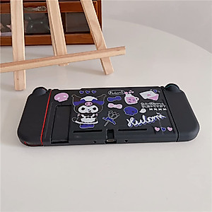 ENIFLY Cute Soft Shockproof Kuromi Dockable Cover Case Compatible with Nintendo Switch, Durable Scratch Resistant Shell for Joycon, Silicone Protective Skin Set