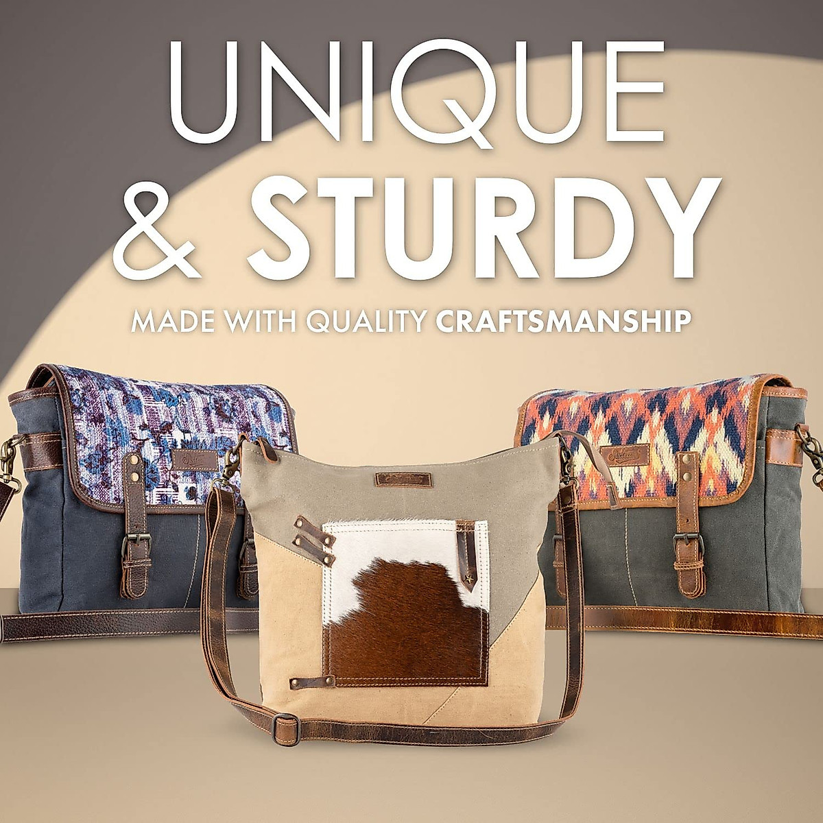 SIXTEASE Womens Shoulder Bag Vintage Style Shoulder Bags for Women - Made with Genuine Leather, Upcycled Canvas, or Hair On - Handmade, Adjustable Strap, Brass and Zinc Hardware - Hestia