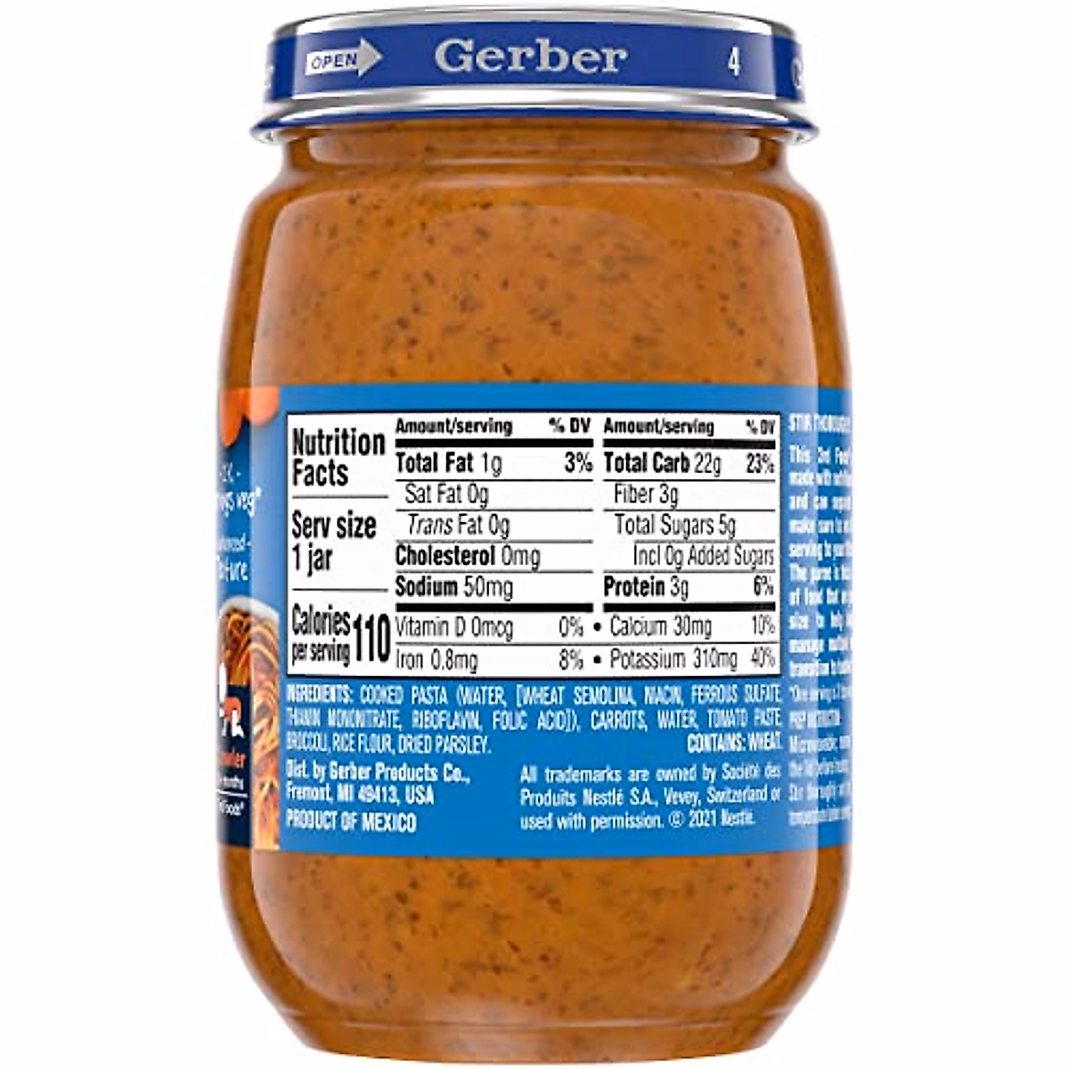 Gerber 3rd Foods Mealtime for Baby Veggie Power Baby Food Jar, Pasta Primavera, Non-GMO Project Verified Baby Food for Crawlers, 6-Ounce Glass Jar (Pack of 12)