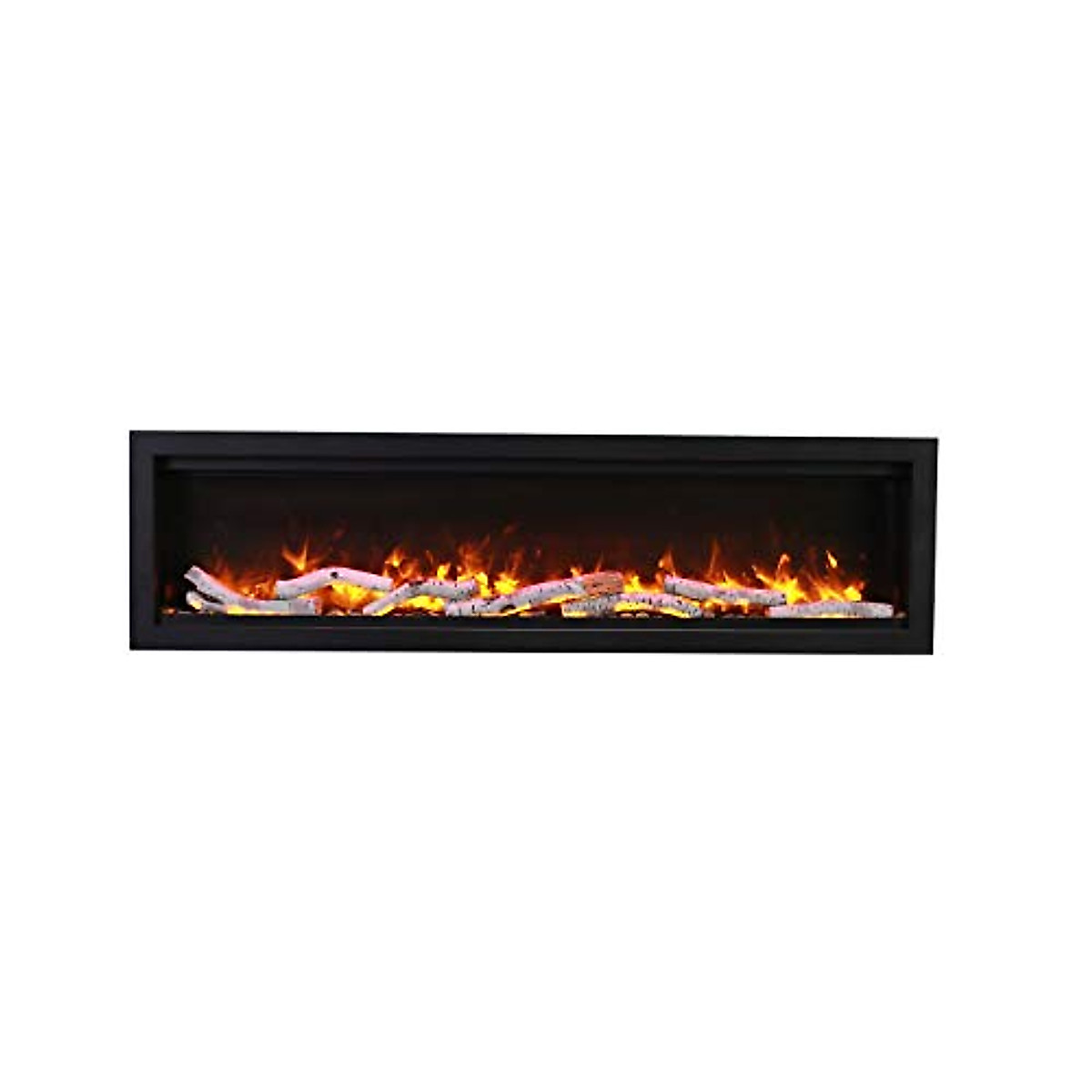 Amantii SYM-50-BESPOKE Symmetry Series Bespoke 50-Inch Built-in Electric Fireplace with Remote, Birch Log Media, Black Steel Surround
