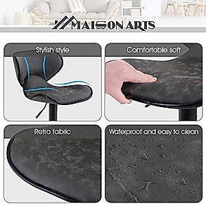 MAISON ARTS Counter Height Swivel Bar Stools Set of 2 Adjustable Barstools with Back for Kitchen Counter Tall Bar Height Chairs Faux Leather High Stools for Kitchen Island,Support 300 LBS,Grey