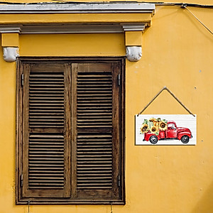 Pumpkin Sunflower Truck Welcome Fall Hanging Sign Wooden Home Decor Plaque, Outdoor Indoor Wood hanging Sign for Thanksgiving, Autumn Harvest Wooden Front Door Sign Wall Porch Farmhouse Decor -28