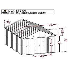 Arrow Classic Metal Shed, 12 x 17, Flute Grey