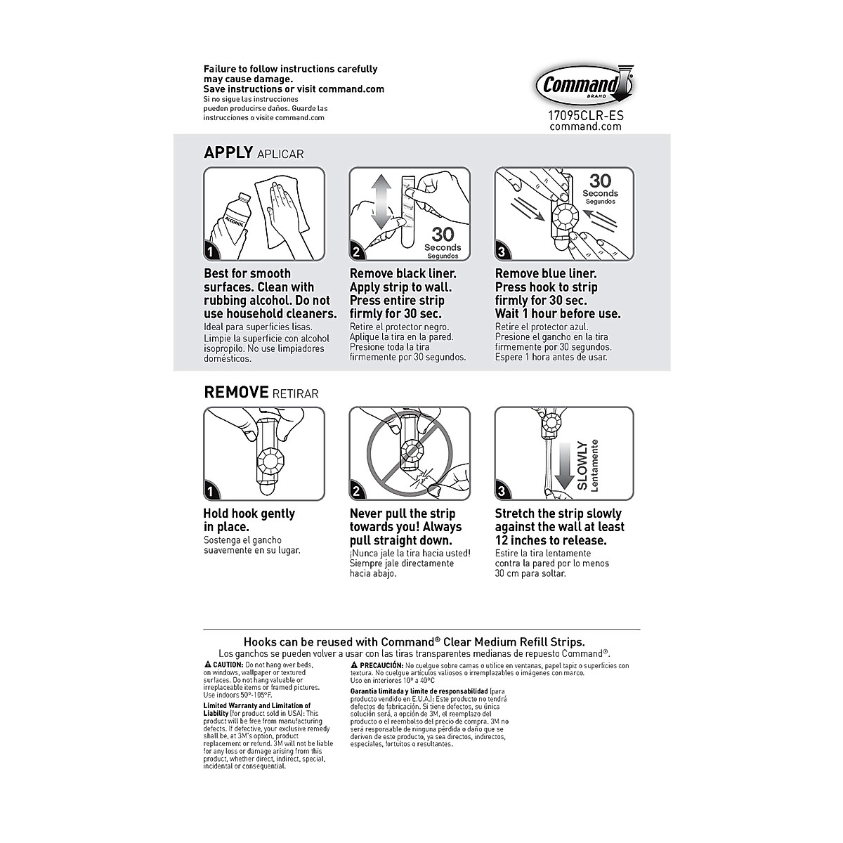 Command 17095CLR-ES Crystal Hook, Medium, 0, 2 Count