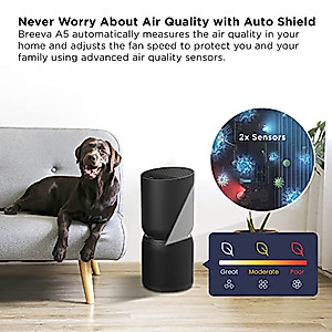 TCL Breeva A5 Air Purifier for Home Bedroom with Ionizer Up to 1765 ft², Auto Mode, H13 True HEPA Filter, 26db Quiet Air Cleaner Filter 99.97% Allergies Smoke Odor Pet Hair Dust Pollen Mold,