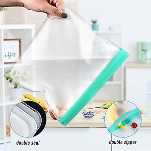 Reusable Food Storage Bags, 12 Pcs BPA Free Freezer Gallon Bags, Dishwasher Safe Reusable Sandwich Silicone Ziplock Bags, Extra Thick Leakproof Bags Silicone for Food Storage, Travel, Marinate Meats