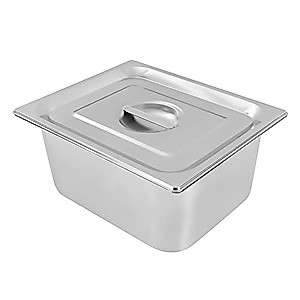 110V Bain Marie Food Warmer 6 Pan, Food Grade Stainelss Steel Commercial Food Steam Table 6-Inch Deep, 1200W Electric Countertop Food Warmer with Tempered Glass Shield