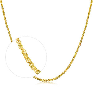 CHOW SANG SANG 999.9 24K Solid Gold Price-by-Weight 3.74g Gold Plain Chain Necklace for Women 62807N | 15.7 Inches, (40 CM)