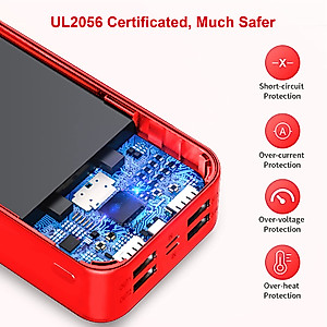 Solar Power Bank 50000mAh, Portable Solar Phone Charger with Flashlight, 4 Output Ports, 2 Input Ports, Solar Battery Bank Compatible with iPhone for Camping, Hiking, Trips