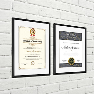 Giftgarden 10Pack 8.5x11 Picture Frame with Mat, 11x14 Matted to 8.5 x 11 Certificate Diploma Award Document Degree, Multi 14x11 Black Frames for Wall or Tabletop Display