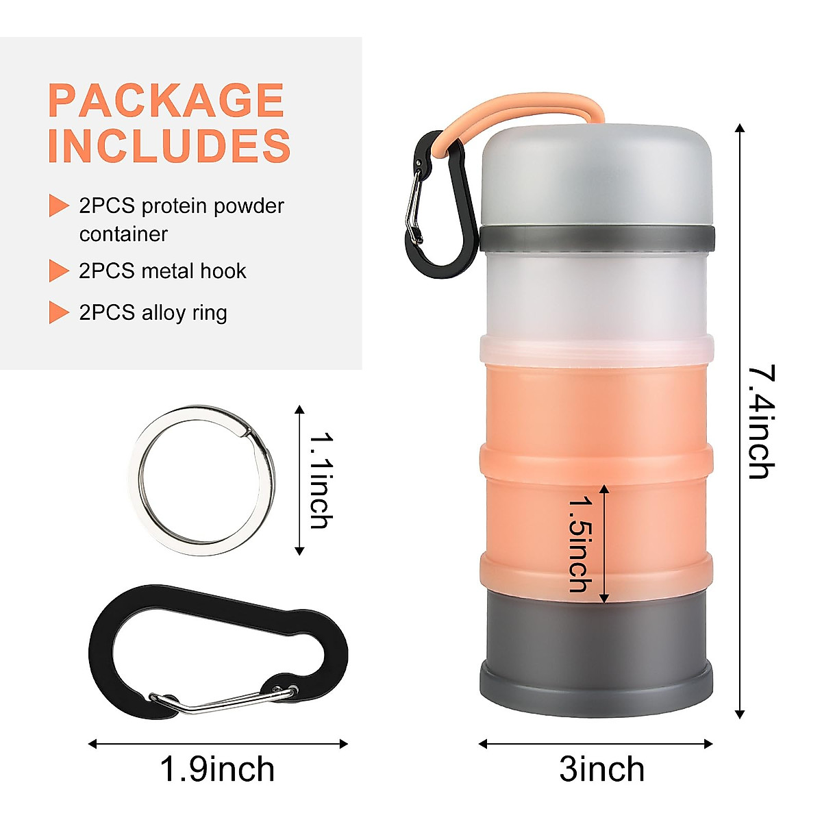 2 Pcs Protein Powder Container, Protein Powder Travel Container, Travel Powder Container, Baby Formula Dispenser on The Go (Pink)