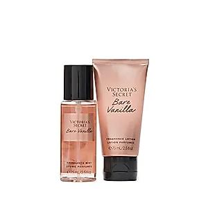 Victoria's Secret Bare Vanilla 2 Piece Mini Mist & Lotion Gift Set, Notes of Whipped Vanilla and Soft Cashmere, Bare Villa Collection, Assorted