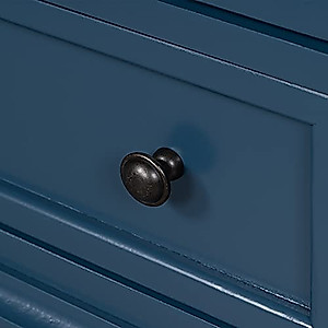 Knocbel 3-Drawer Nightstand with Pull-Out Tray, Wooden Bedside Night Stand Sofa Side End Table with Legs, 110lbs Weight Capacity, 28.1" H x 28" W x 16.9" D (Blue)