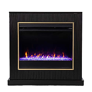 SEI Furniture Crittenly Color Changing Electric Fireplace, Black/Gold