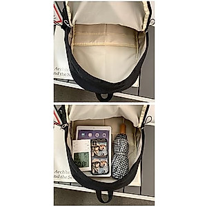 JHTPSLR Vintage Aesthetic Backpack Preppy Backpack Patches Stars Retro Stars Backpack Dark Academia Aesthetic Backpack (Black)