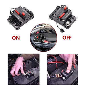 ANJOSHI 150 Amp Circuit Breaker with Manual Reset for Car Truck RV ATV Marine Trolling Motors Boat Audio System Current Overload Protection Inline Fuse Inverter, 20A-150A/12V-42V DC Waterproof (150A)