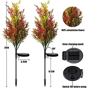 Solar Artificial Tree Lights Garden Stake Pathway Lights for Outdoor Decorations, IP65 Waterproof Solar Tree 2 Pack Flickering Tree Lights for Garden Yard Pathway Decor