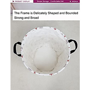 INGHUA Laundry Hamper Large Canvas Fabric Lightweight Storage Basket/Toy Organizer/Dirty Clothes Collapsible Waterproof for College Dorms, Boys and Girls Bedroom,Bathroom(Pink pine tree)