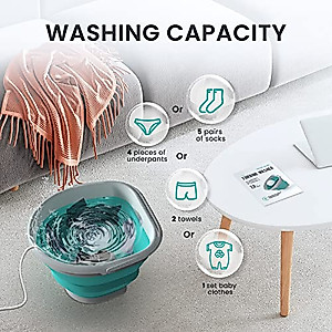 Portable Mini Washing Machine, Automatic Foldable Laundry Bucket,【2023 Upgrade Version】 Portable Ultrasonic Turbo Washer by for Socks Underwear, Travel Business Trip or College Rooms