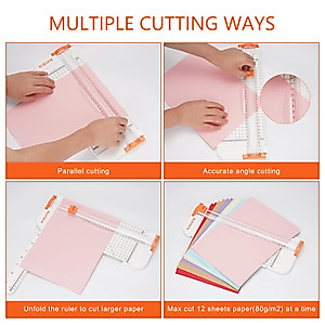 Paper Cutter, 12 Inch Guillotine Paper Trimmer a4 with Automatic Security Safeguard and Side Ruler for Coupon, Craft Paper and Photos (White)