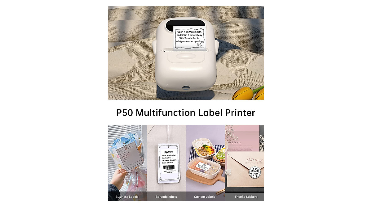 Label Maker Machine with Tape P50 - Portable Bluetooth Label Printer